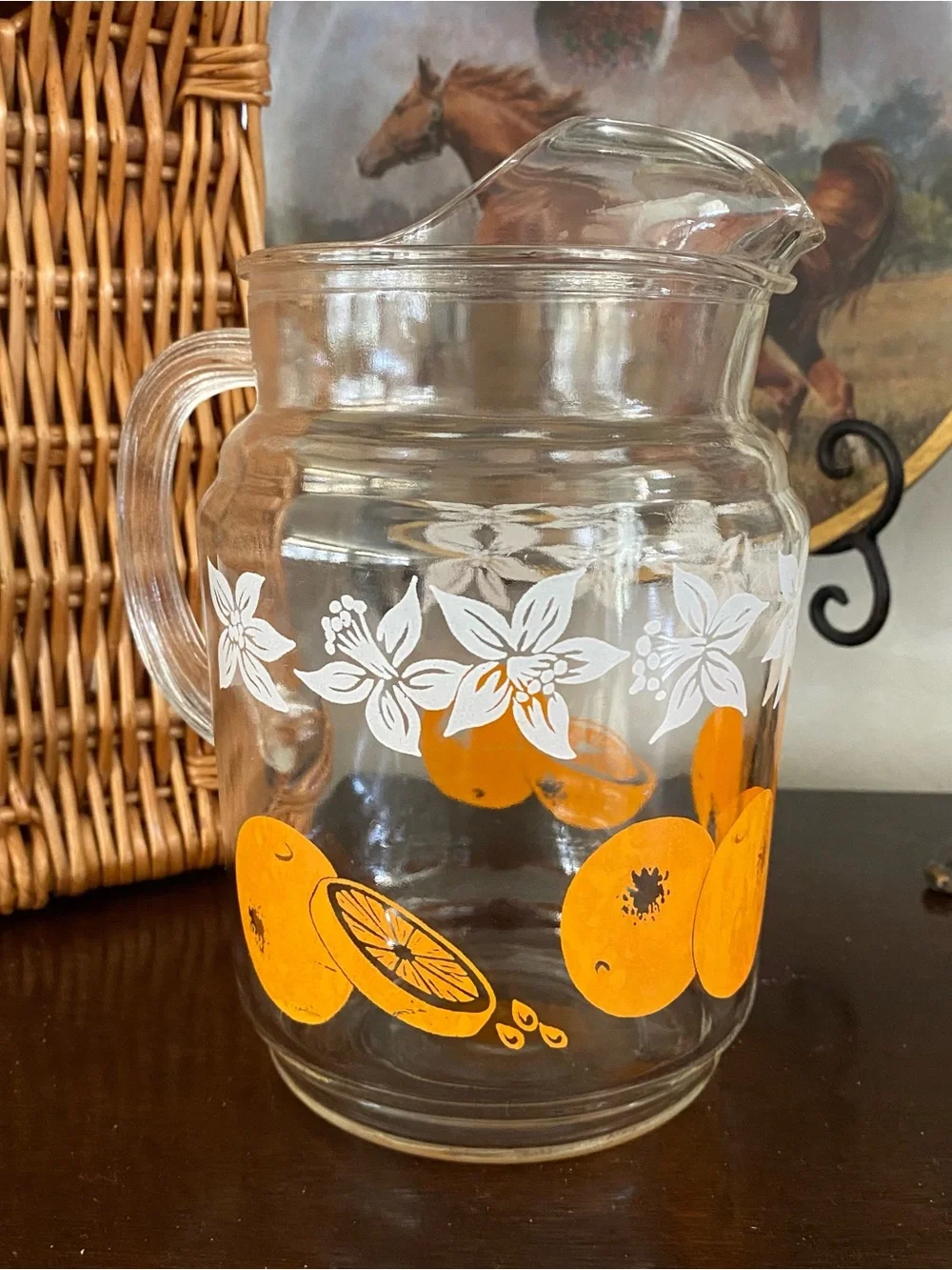 federal glass | Dining | Vintage Federal Glass Juice Pitcher Daffodils ...